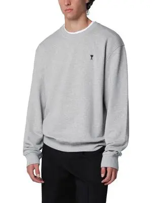 AMI Paris De Coeur Crewneck Sweatshirt - Grey