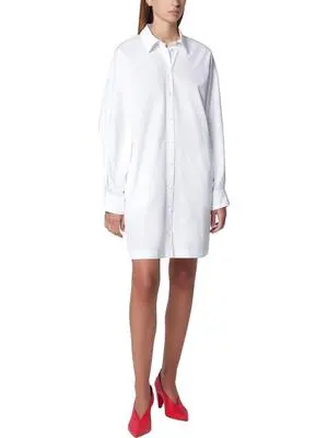 Loewe Cotton Poplin Batwing Sleeve Shirt Dress - White