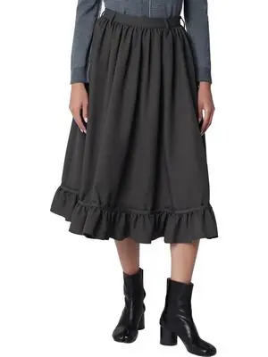 MAISON MARGIELA Ruffled Flounce Hem Midi Skirt - Grey