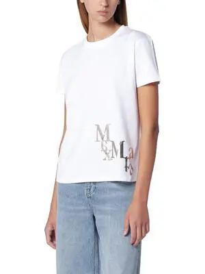 Max Mara Cotton T-shirt With Logo Print - White