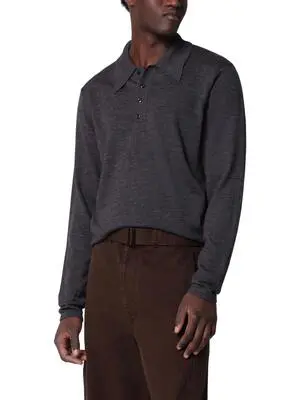 LEMAIRE Grey Long-sleeve Wool Polo Shirt - Brown