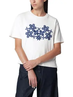 Max Mara Weekend Max Mara Embroidered Cotton T-Shirt Beige