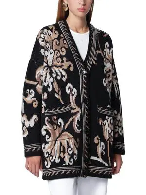 Etro Wool Jacquard Cardigan - Black