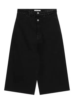 Attico Wide-leg Jeans With Crystal Embellishments - Black
