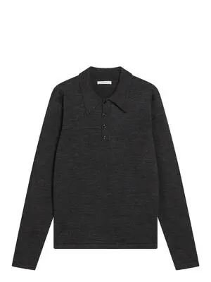 LEMAIRE Grey Long-sleeve Wool Polo Shirt - Brown