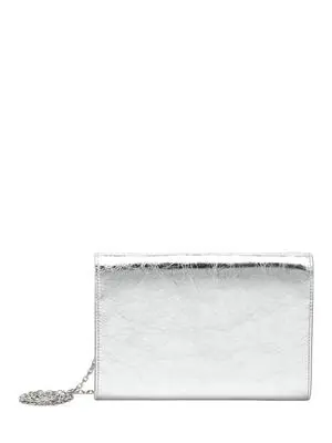 ROGER VIVIER Efflorescence Mini Clutch In Metallic Leather - Silver