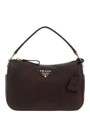Prada Vitello Leather Handbag - Brown