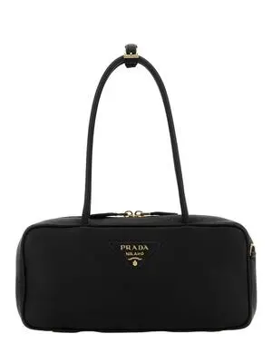 Prada Deer Leather Shoulder Bag - Black