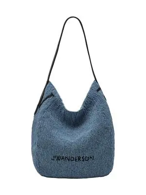 JW Anderson Small Bulb Bag In Beads And Calf Leather - Blue