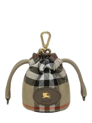 Burberry Horseshoe Bag Charm In Signature Check - Cream