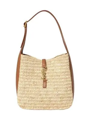 Saint Laurent Raffia And Leather Bag - Cream