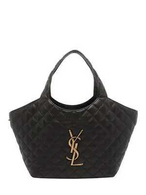 Saint Laurent SAINT LAURENT Quilted Lamb Leather Tote Bag Green