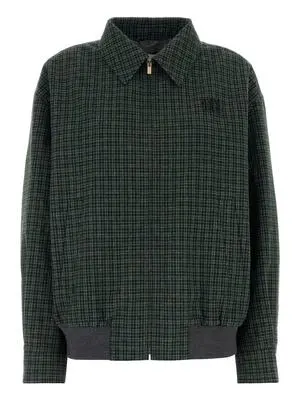 Miu Miu Checked Zip-up Jacket - Blue