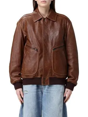 Saint Laurent Leather Bomber Jacket - Brown