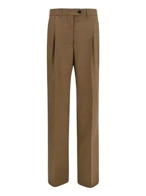 Prada Wool Pleated Trousers - Brown