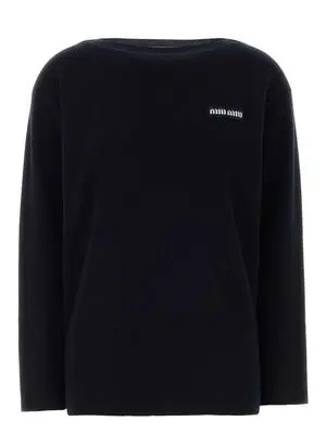 Miu Miu Ribbed Virgin Wool Sweater - Blue