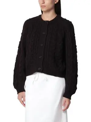 LISA YANG Cable Knit Cashmere Cardigan - Brown