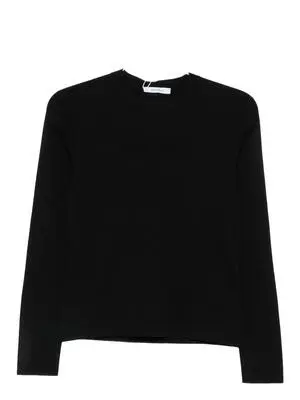 Max Mara Black Wool Crew Neck Knitwear With Embroidered Logo - Multicolor