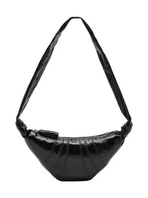 LEMAIRE Small Croissant Bag In Dark Coated Cotton