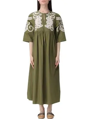 Max Mara Embroidered Cotton Dress - Green