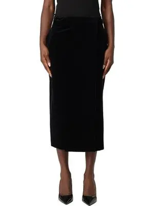 Saint Laurent Velvet Midi Skirt - Black