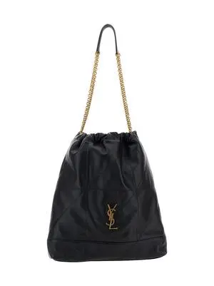 Saint Laurent Quilted Leather Shoulder Bag With Chain Strap - Black