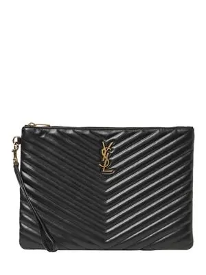 Saint Laurent Quilted Calfskin Clutch - Black