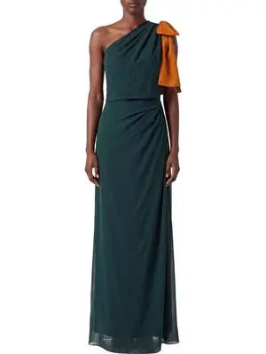 Saint Laurent One Shoulder Maxi Dress - Green