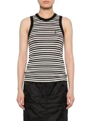 Saint Laurent Striped Sleeveless Top - Black