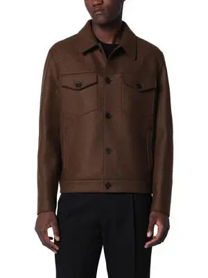 Harris Wharf London Wool Overshirt Jacket - Brown