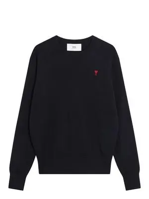 AMI Paris Crewneck Sweater With De Coeur Embroidery - Blue