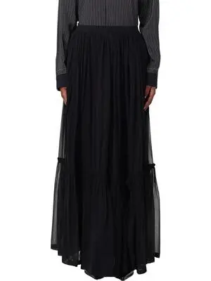 Saint Laurent Silk Tiered Skirt - Black