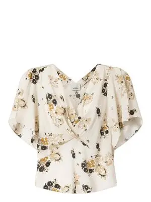 Isabel Marant Étoile Faljane Printed Stretch Silk Blouse - Ecru