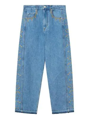 Isabel Marant Étoile Jorian Embroidered Barrel Fit Jeans - Light Blue
