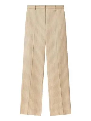 Isabel Marant Étoile Noanda Virgin Wool Pinstriped Trousers - Beige