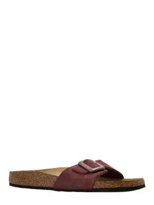 BIRKENSTOCK Madrid Suede Slides With Buckle Detail - Red