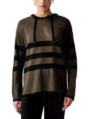 Joseph Ribkoff Embellished Striped Hoodie - Brown