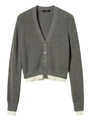 TWINSET Ribbed Cardigan With Scalloped Edge - Grey