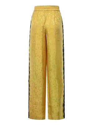 Pinko PINKO Lace-Trim Floral-Jacquard Trousers Yellow