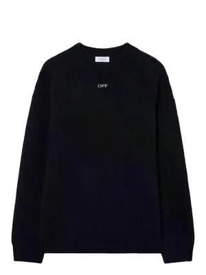 Off-White Arrow Embroidered Ribbed-knit Sweater - Blue