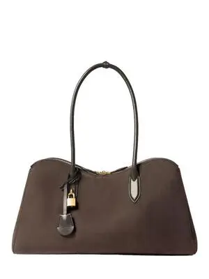 Stella McCartney Padlock-detail Suede-effect Tote Bag - Brown