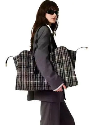 STELLA MCCARTNEY Stella McCartney Checked Woven Tote Bag