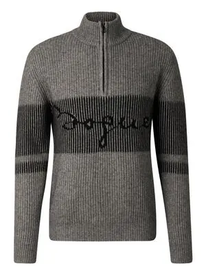 Bogner Loris Logo-jacquard Ribbed Turtleneck - Gray/black