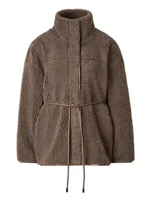 Bogner Kimberly Teddy Jacket With Faux Leather Trim - Gray-brown