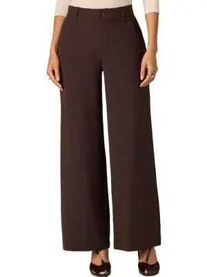 Wit & Wisdom Whitney Skyrise Flat Front Wide Leg Pants - Brown