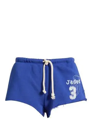 JADED LONDON Mini Cutoff Cotton Blend Sweat Shorts - Blue