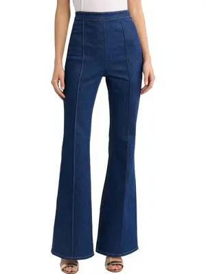 NADINE MERABI Flared Jeans With Pintuck Detail - Blue
