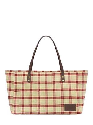 ODDLI Plaid Tote Bag With Leather Straps - Willa