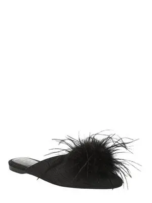 Sam Edelman Feather Embellished Jacquard Mule - Black