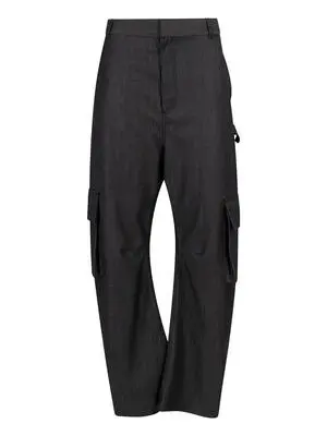 Balenciaga Cargo Wool Pants With Tapered Leg - Blue